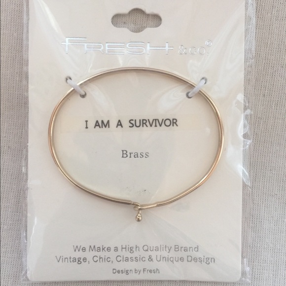 Jewelry | I Am A Survivor Gold Bangle | Poshmark